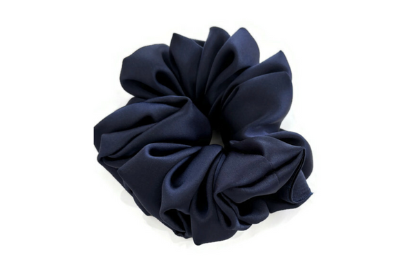 Navy Blue Satin Scrunchies - XL, Regular and Skinny sizes – Golden ...